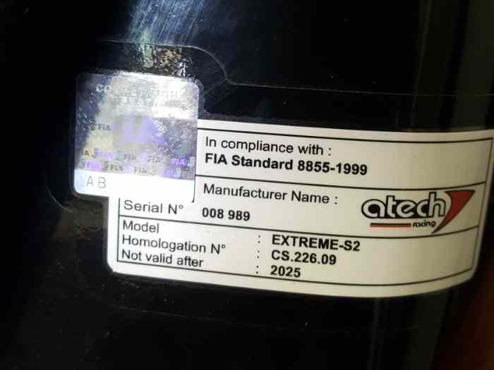 Siège Baquet Atech Extreme S2 - pièces et voitures de course à vendre, de rallye et de circuit.