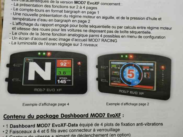 Dashboard Mod 7 Evo xf - pièces et voitures de course à vendre, de rallye et de circuit.