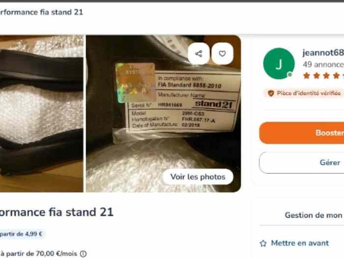 Hans 3 performance fia stand 21 NEUF - pièces et voitures de course à ...